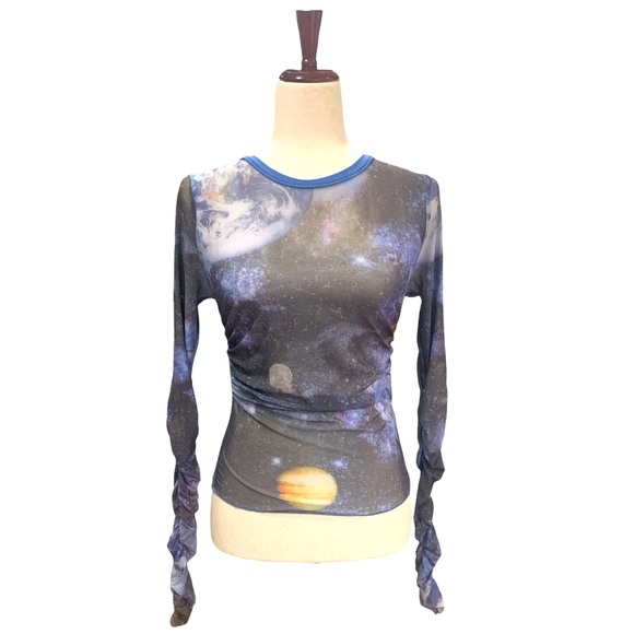 Urban Outfitters | Tops | Urban Outfitters Planets Novelty Print Sheer ...